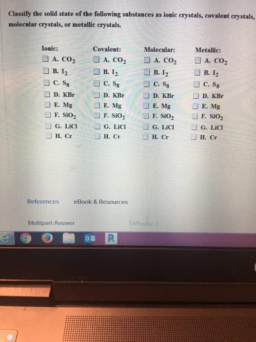 Solved Classify the solid state of the following substances | Chegg.com