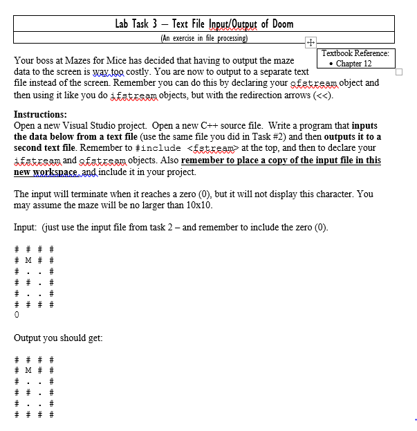 Lab Task 3 – Text File Input/Output of Doom (An | Chegg.com
