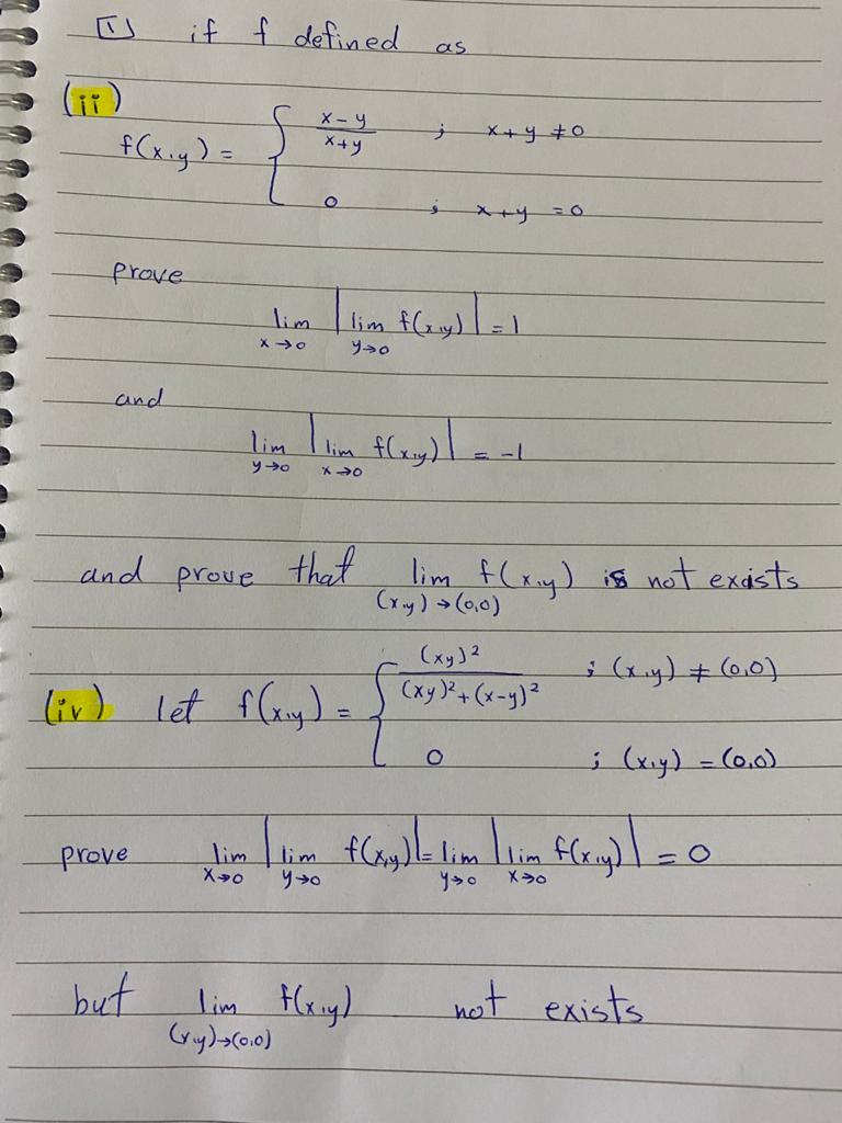Solved T if f defined as xty to fCxuy) X-Y x+y f O prove lim | Chegg.com