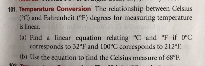 Solved 101. Temperature Conversion The relationship between | Chegg.com