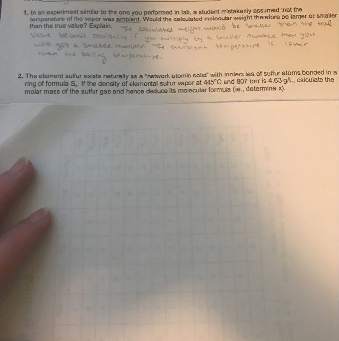 Solved 1. In an experiment similar to the one you performed | Chegg.com