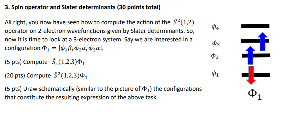 3. Spin operator and Slater determinants (30 points | Chegg.com