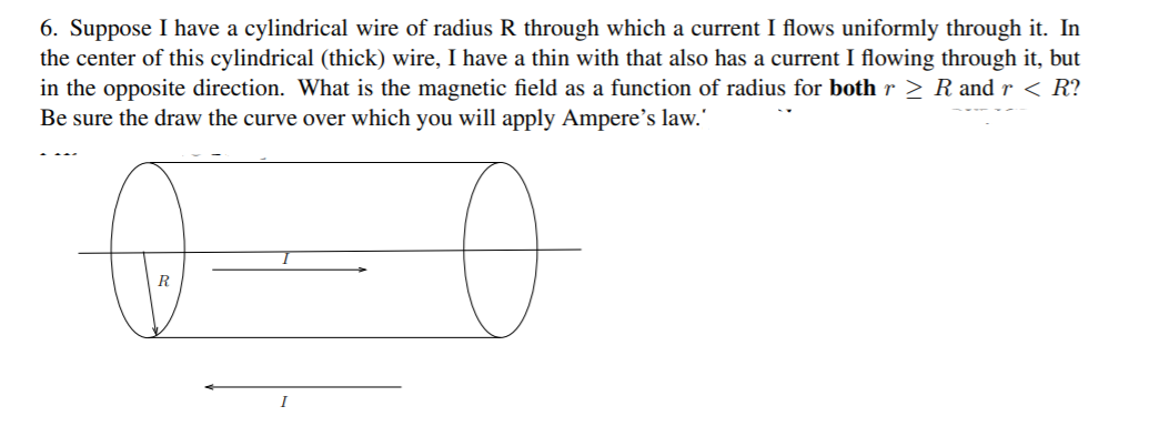 Solved 6. Suppose I have a cylindrical wire of radius R | Chegg.com