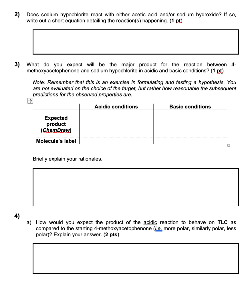 NaOCI ? Асонно NaOH NaOCI H20 1) a) Fill the two | Chegg.com