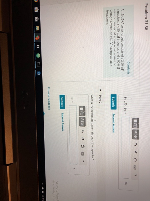 Solved Problem 31.58 Constants Part A An L-R.C series | Chegg.com
