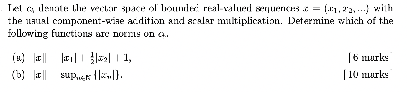 Solved . Let co denote the vector space of bounded | Chegg.com