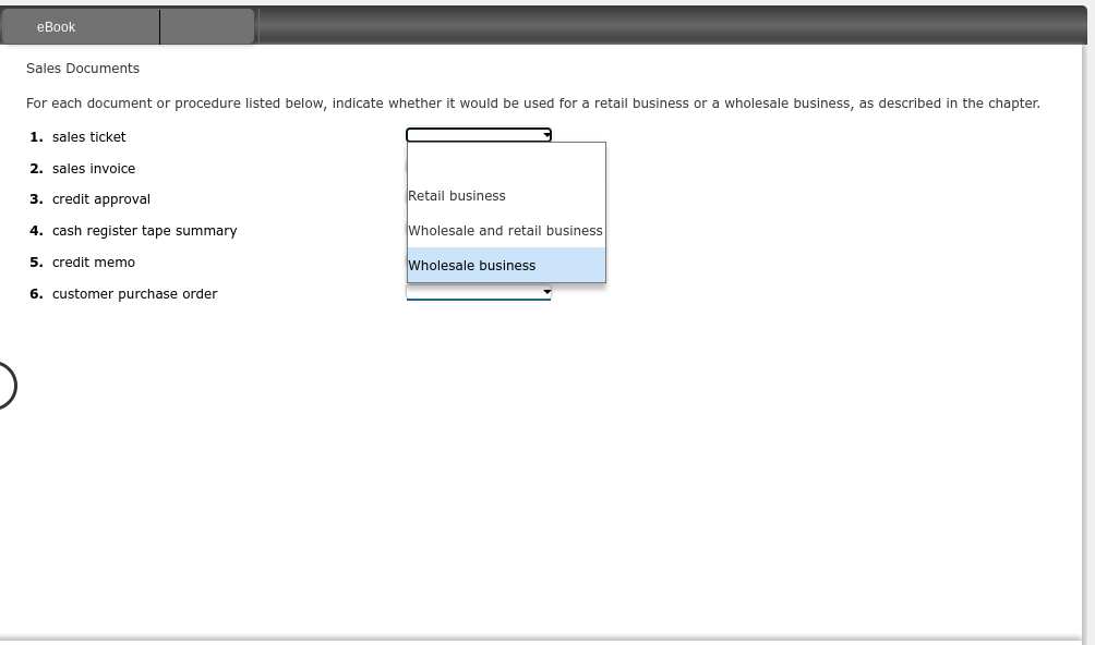 Solved Sales Documents For each document or procedure listed | Chegg.com