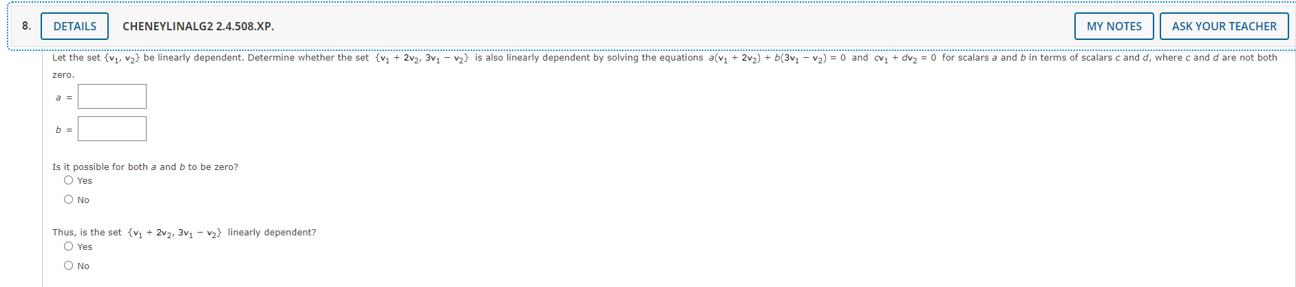 Solved 8. DETAILS CHENEYLINALG2 2.4.508.XP. MY NOTES ASK | Chegg.com