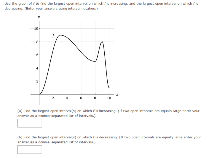 Solved Use the graph of f to find the largest open interval | Chegg.com