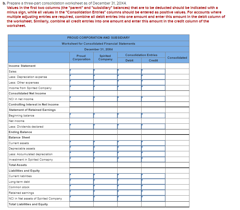 Solved Consolidation Worksheet Entries Record the optional | Chegg.com