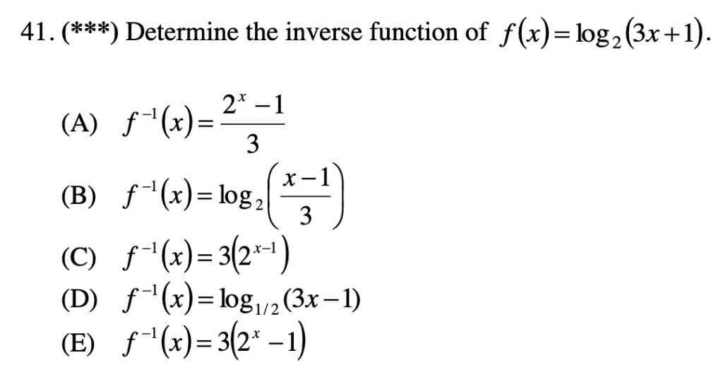 Solved 41. (***) Determine the inverse function of | Chegg.com