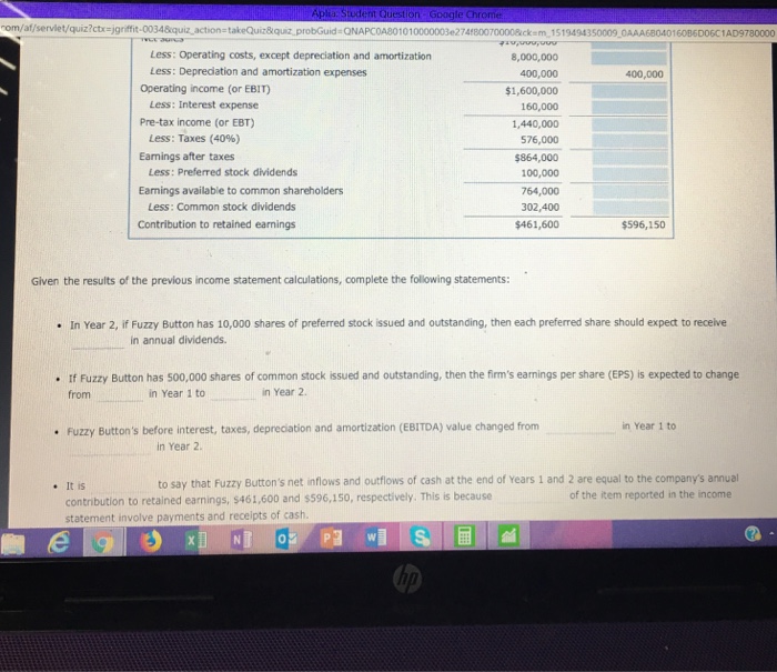 Solved fuzzy button clothing company’s income statement | Chegg.com