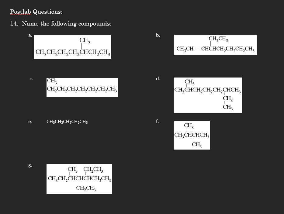 Solved Name each compund | Chegg.com