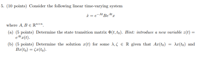 5. (10 points) Consider the following linear | Chegg.com
