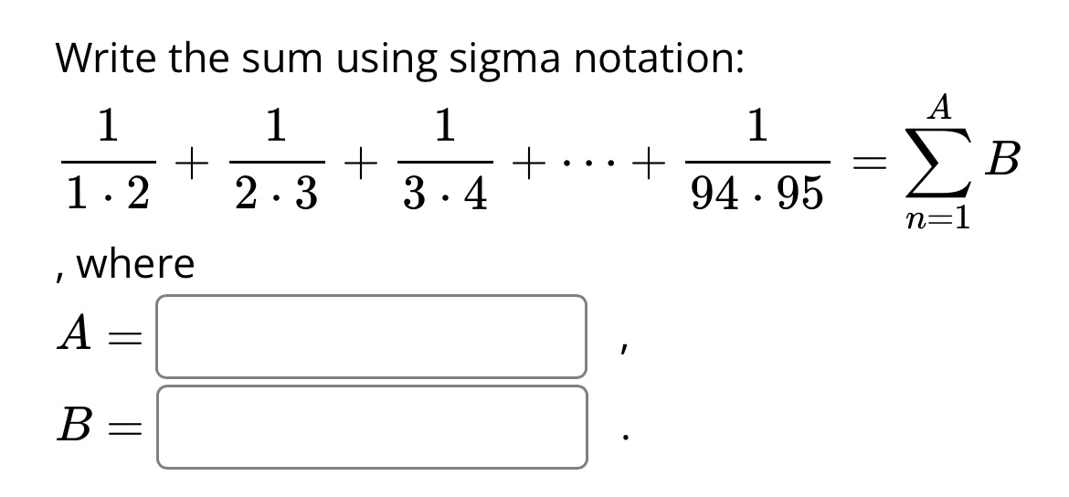 Solved Write the sum using sigma notation: \\[ \\frac{1}{1 | Chegg.com
