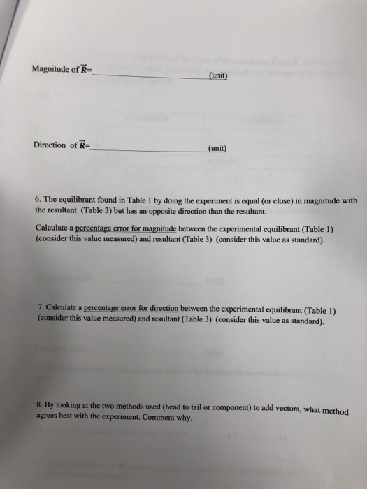 Solved n072 Sec tion: Name: Force Table Lab Report Table 2 | Chegg.com