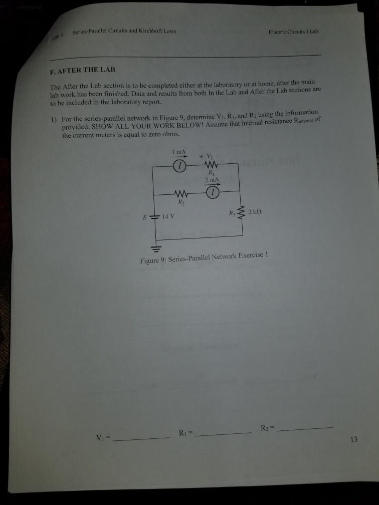 Solved Series-Parallel Circuits and Kirchhoff Laws Electric | Chegg.com