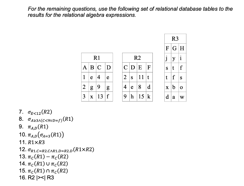 Solved For the remaining questions, use the following set of | Chegg.com