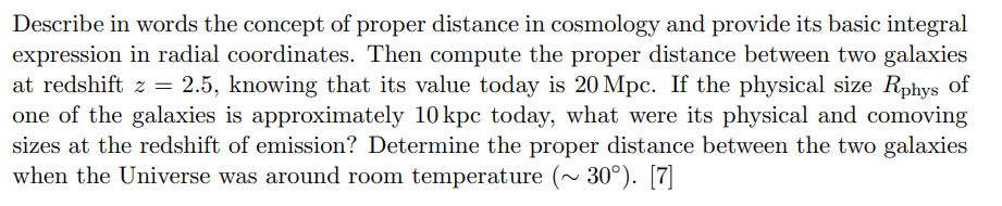 Solved Describe in words the concept of proper distance in | Chegg.com