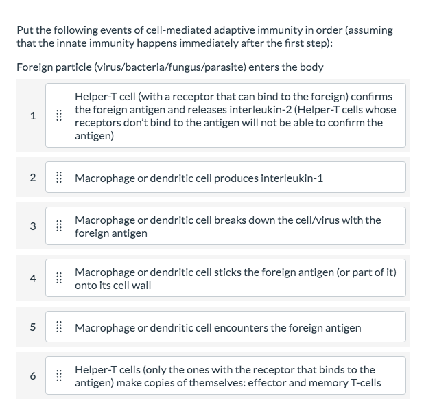 Solved Put the following events of cell-mediated adaptive | Chegg.com