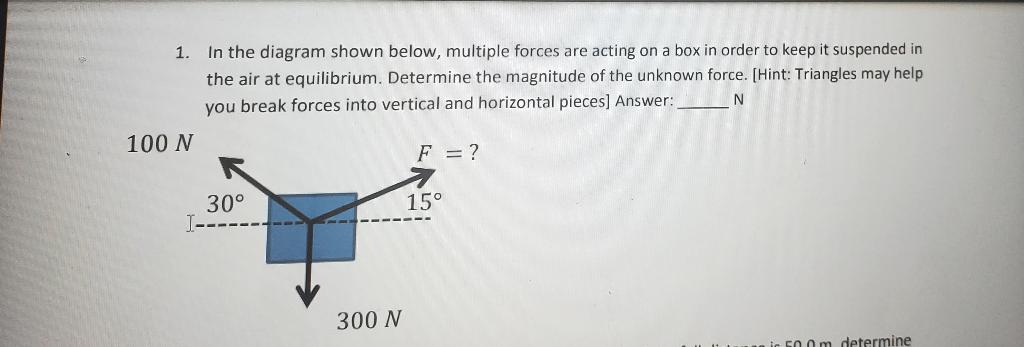 Solved 1. In the diagram shown below, multiple forces are | Chegg.com