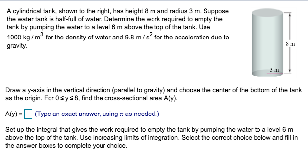 Solved A cylindrical tank, shown to the right, has height 8 | Chegg.com