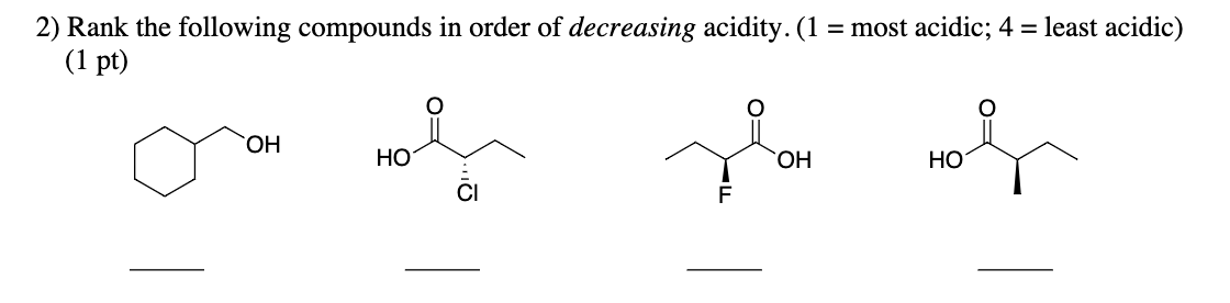 Rank The Following Compounds In Order Of Decreasing