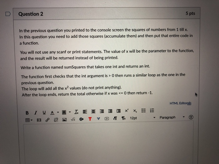 Solved D Question 1 5 pts Write code that uses a for loop | Chegg.com