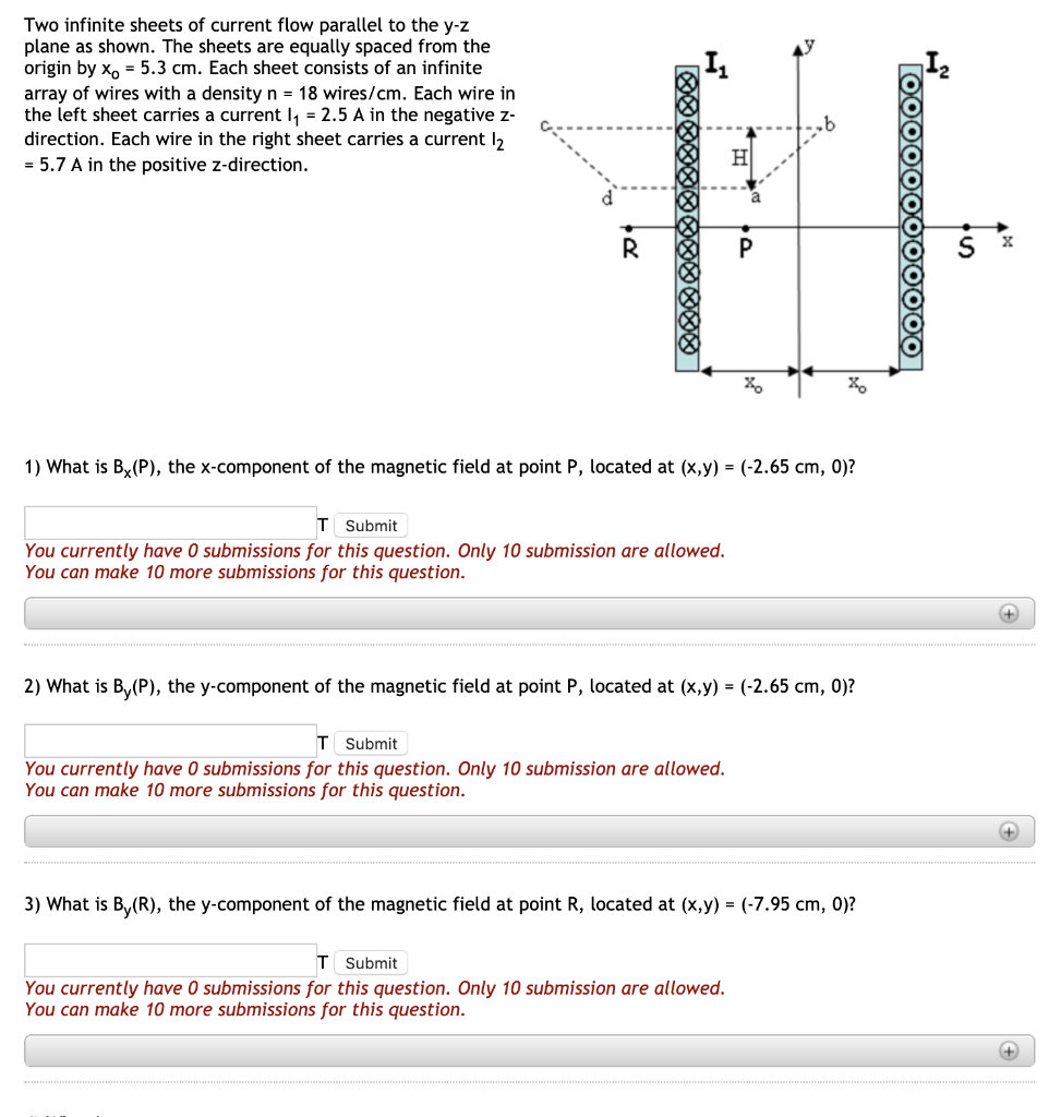 Solved Two infinite sheets of current flow parallel to the | Chegg.com