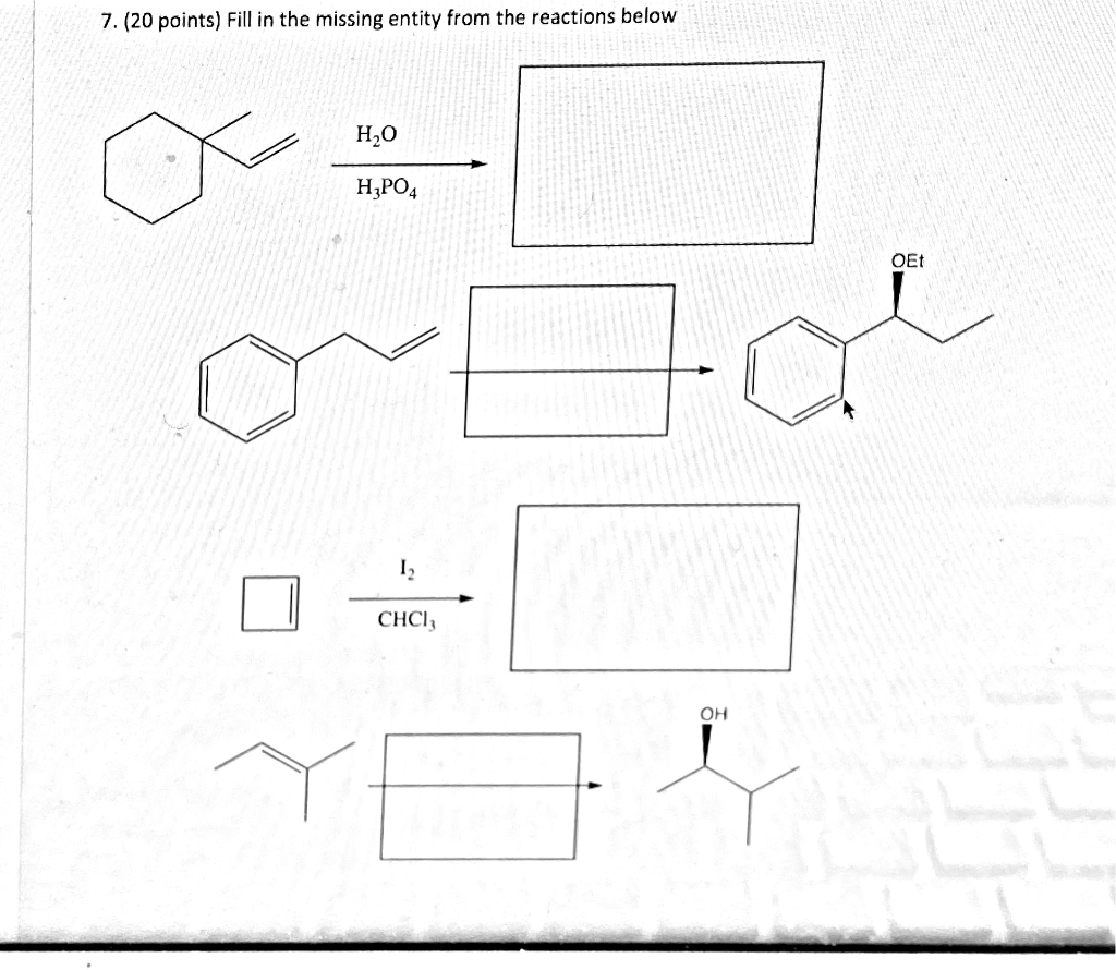 Solved 7. (20 points) Fill in the missing entity from the | Chegg.com