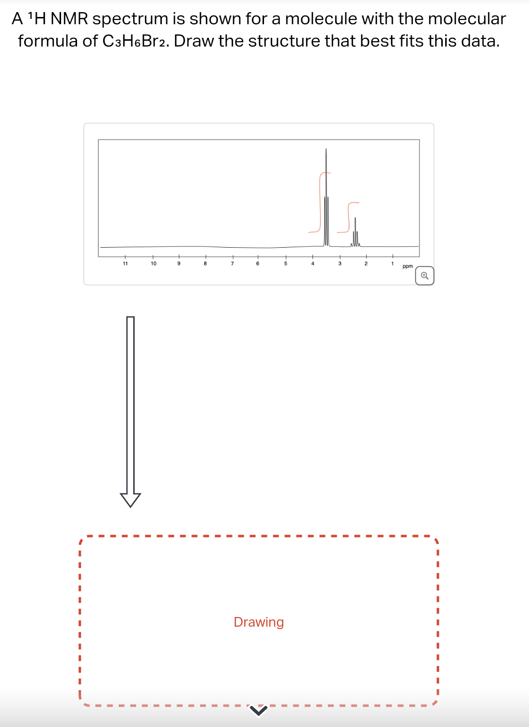 Solved A1H NMR spectrum is shown for a molecule with the | Chegg.com
