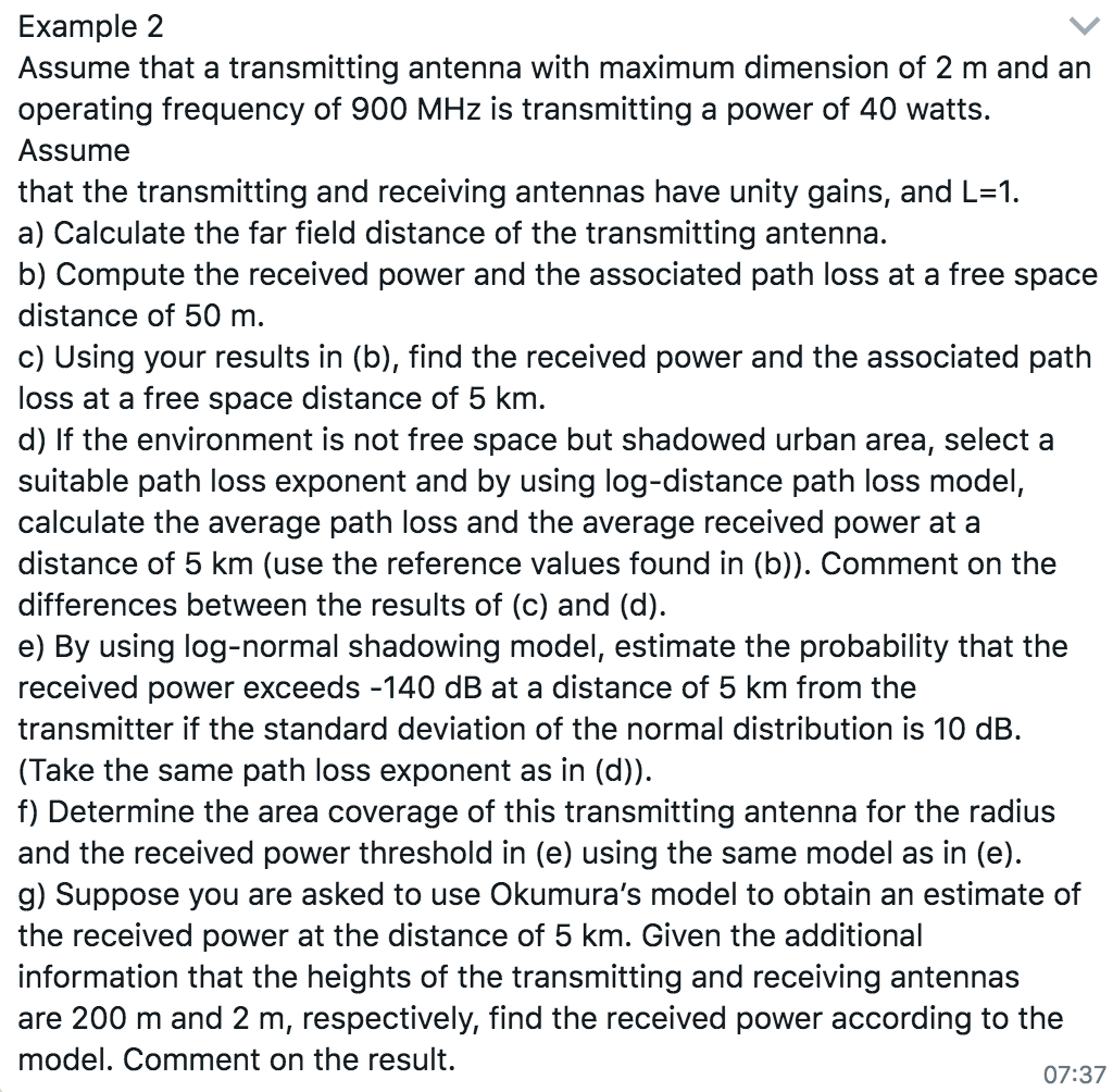 Solved Example 2 Assume that a transmitting antenna with | Chegg.com