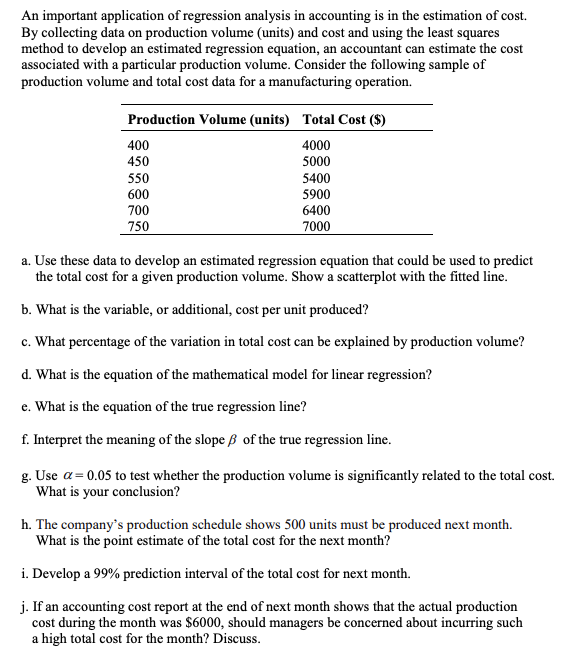 Solved An important application of regression analysis in | Chegg.com