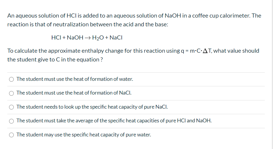 Solved An aqueous solution of HCl is added to an aqueous | Chegg.com