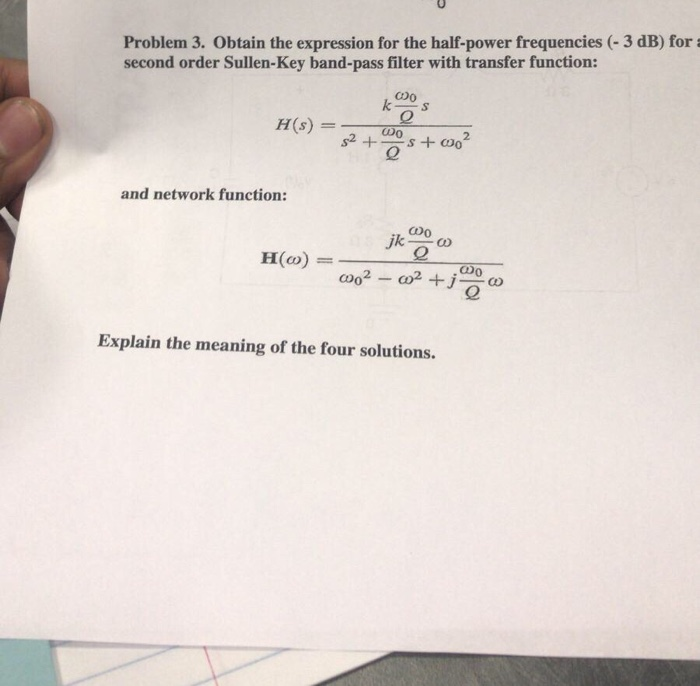 Solved Problem 3. Obtain the expression for the half-power | Chegg.com