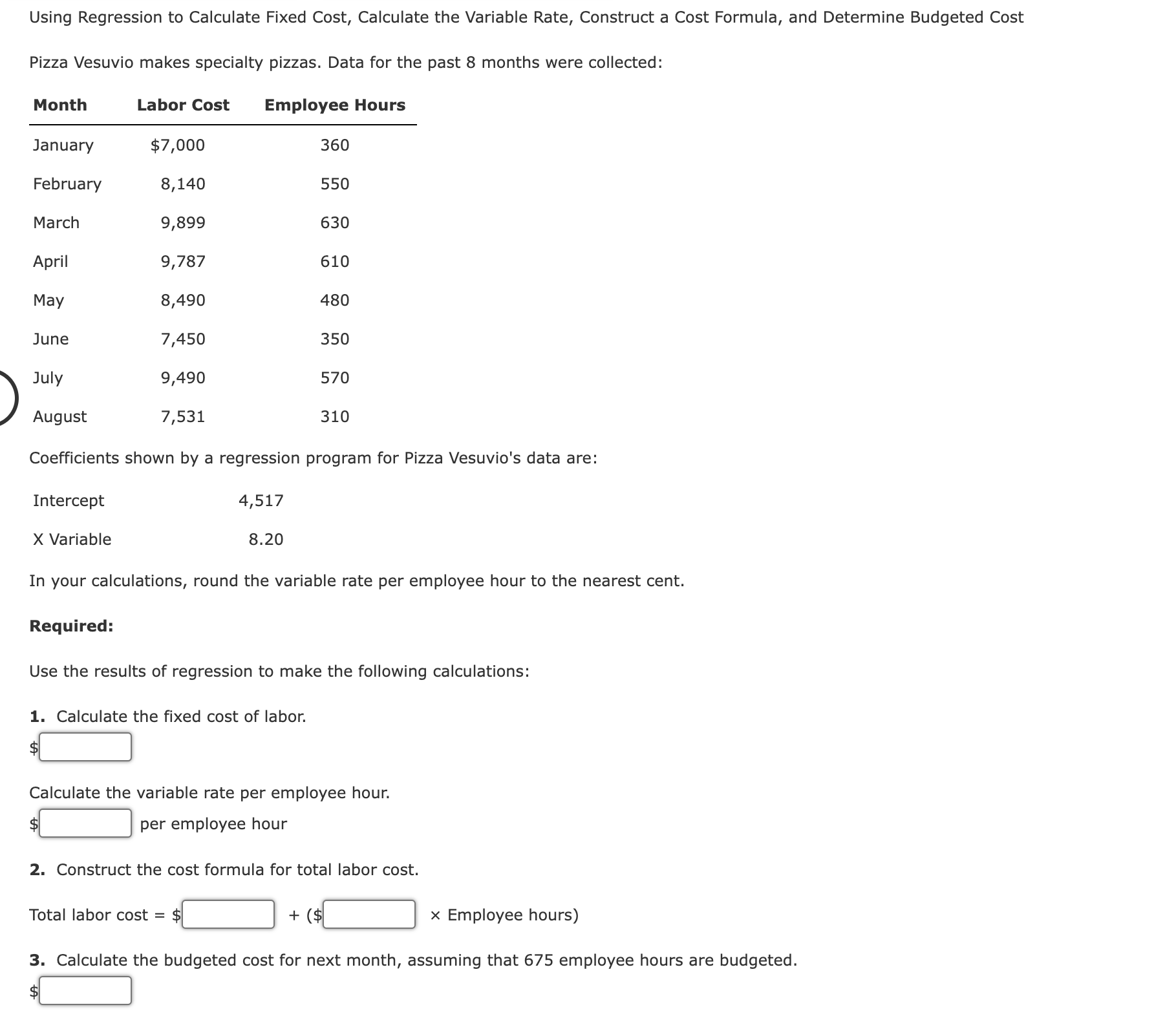 Solved Calculate the fixed cost of labor.$fill in the blank | Chegg.com