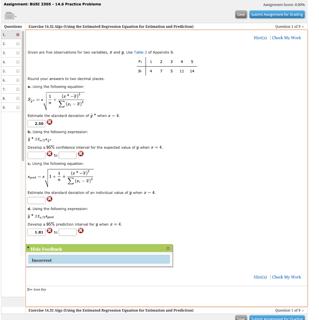 Solved Assignment: BUSI 2305 - 14.6 Practice Problems | Chegg.com