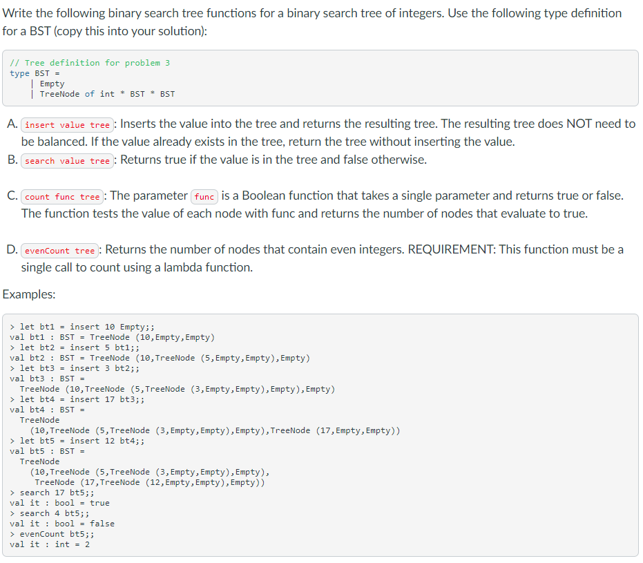 Solved write the following code in F# In particular, you | Chegg.com