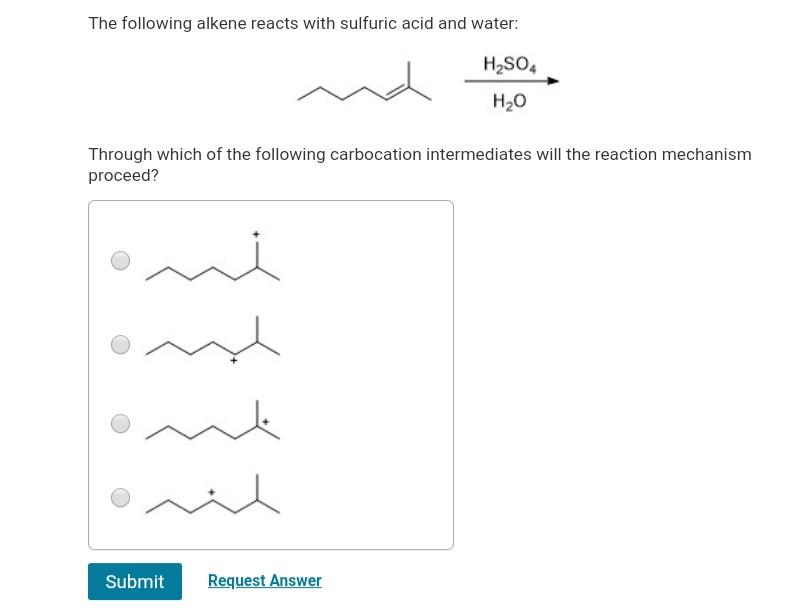 Solved The following alkene reacts with sulfuric acid and | Chegg.com