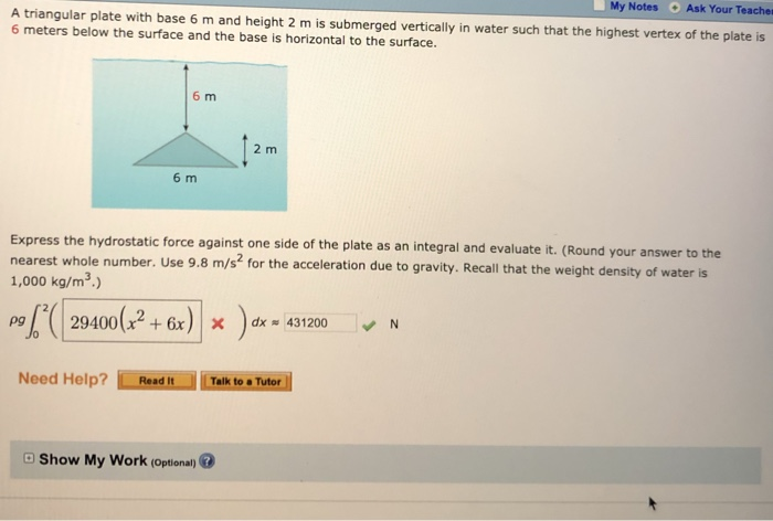 Solved My Notes Ask Your Teacher A triangular plate with | Chegg.com