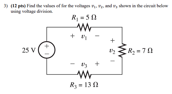 Solved (12 pts) Find the values of for the voltages v1,v2, | Chegg.com