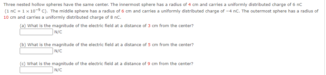 Solved Three nested hollow spheres have the same center. The | Chegg.com