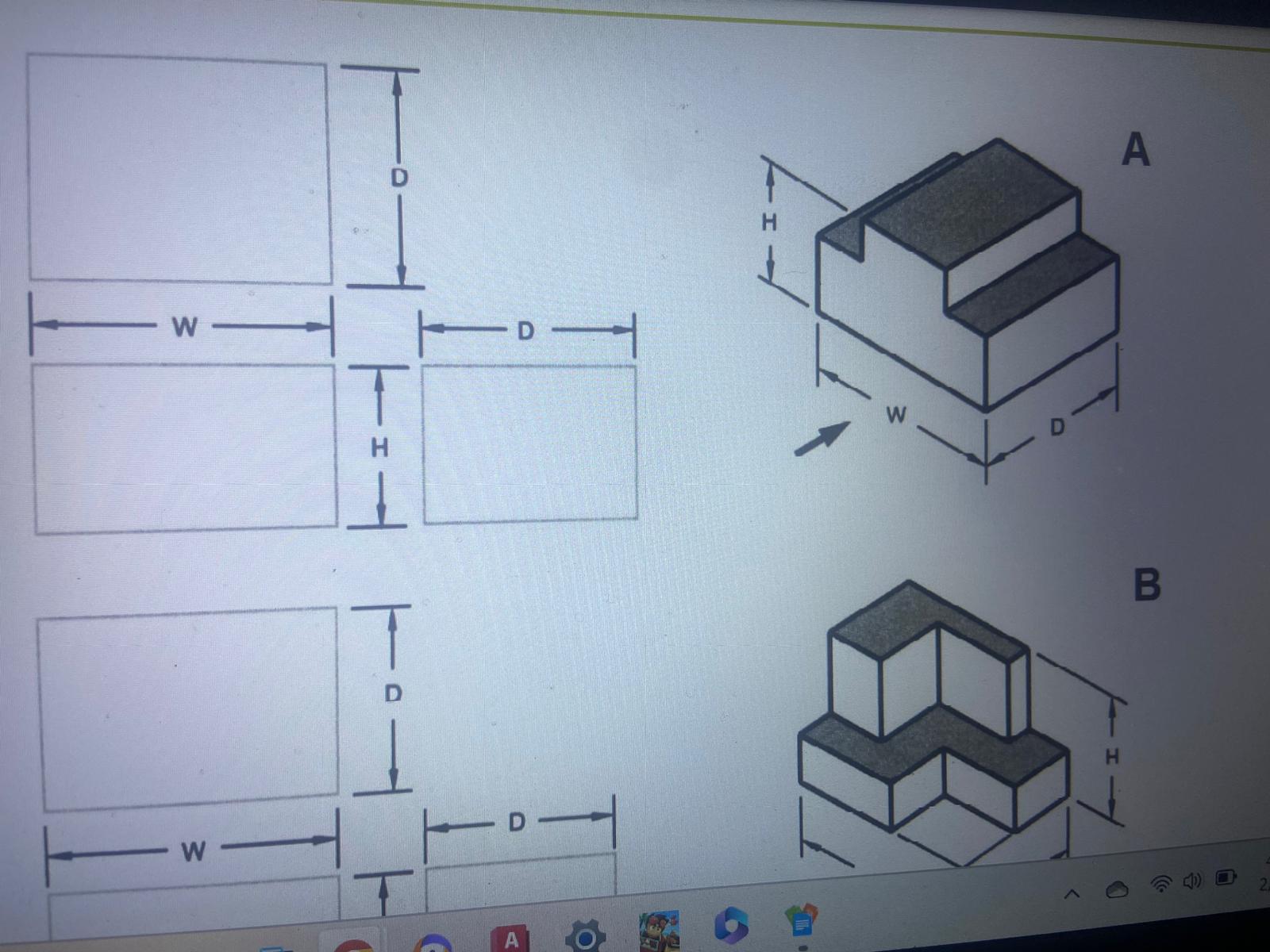 Solved find the orthographic drawing | Chegg.com