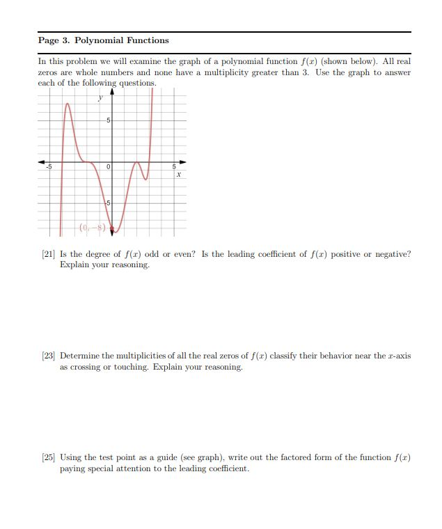 Solved Page 3. Polynomial Functions In this problem we will | Chegg.com