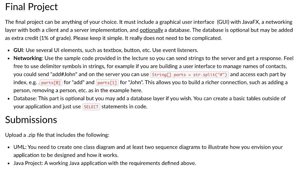 Solved Final Project The final project can be anything of | Chegg.com