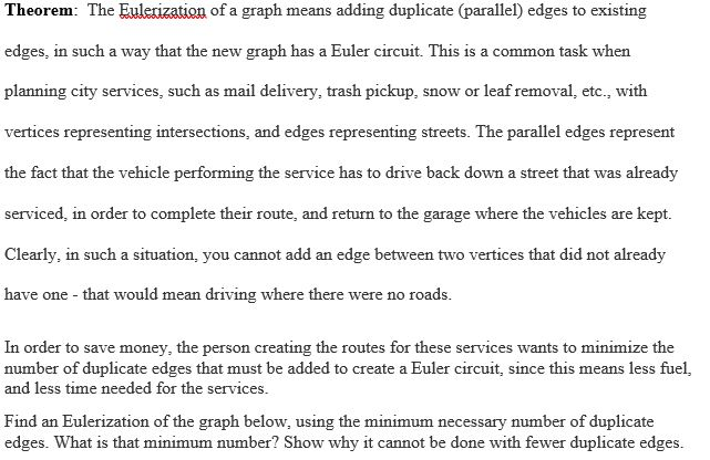 Solved Theorem: The Eulerization of a graph means adding | Chegg.com