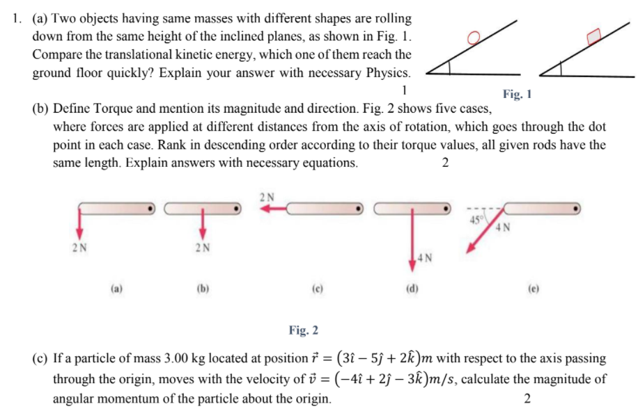Solved e 1. (a) Two objects having same masses with | Chegg.com