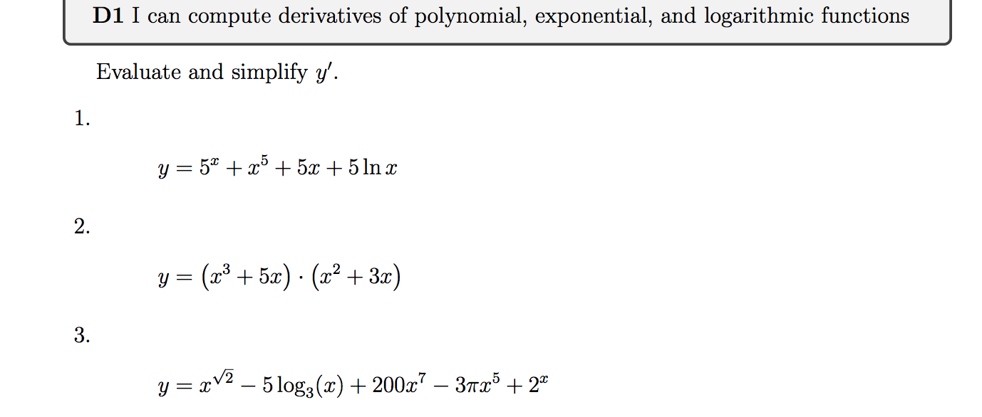 Solved D1 I can compute derivatives of polynomial, | Chegg.com