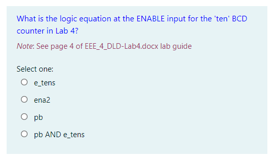 Solved What is the logic equation at the ENABLE input for | Chegg.com