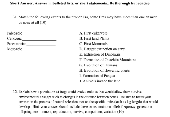 Solved Short Answer. Answer in bulleted lists, or short | Chegg.com